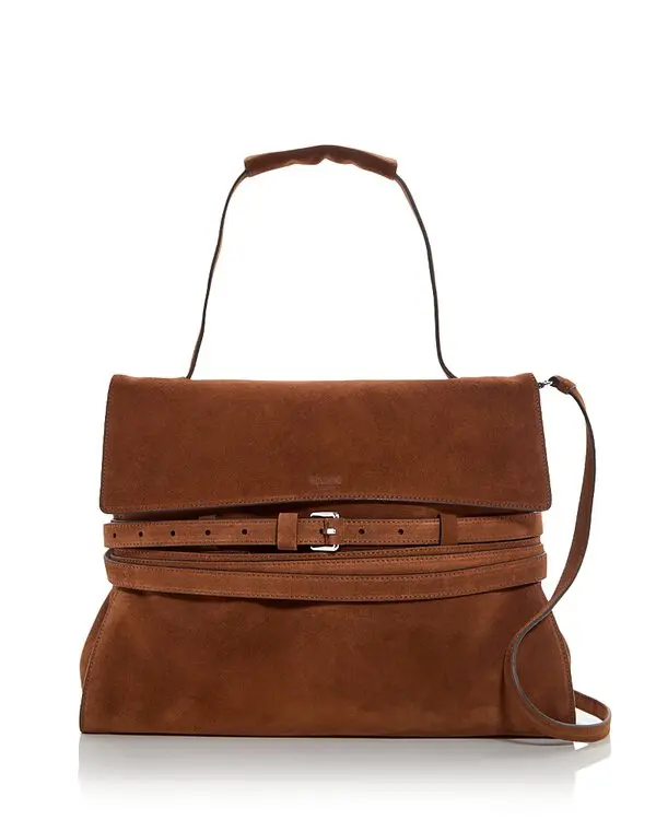 Moschino Suede Shoulder Bag With Belted Detail - Multi