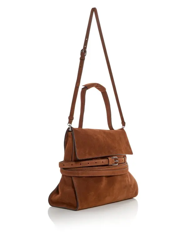 Moschino Suede Shoulder Bag With Belted Detail - Multi