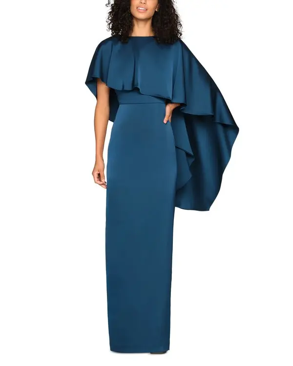 Theia Karis Cape Column Gown