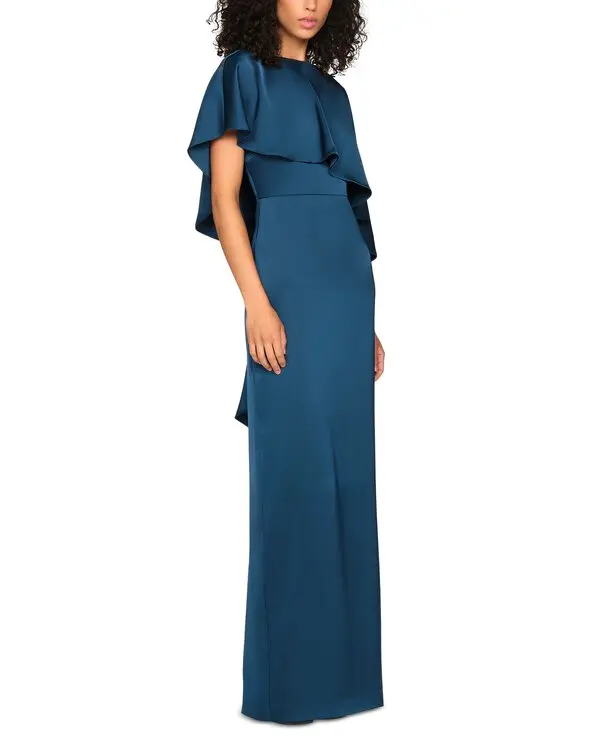 Theia Karis Cape Column Gown