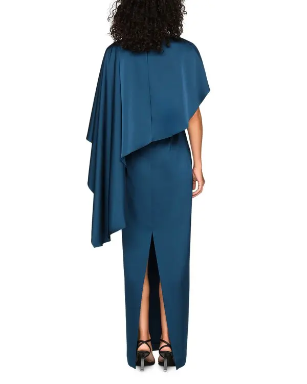 Theia Karis Cape Column Gown