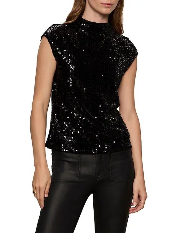 Sanctuary Sequin Funnel Neck Top