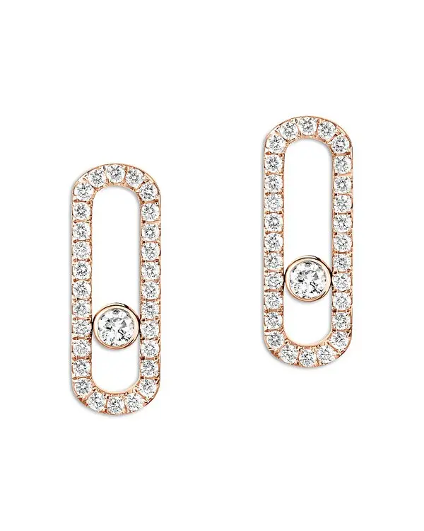 Messika 18k Diamond Pave Oval Statement Earrings - Pink Gold