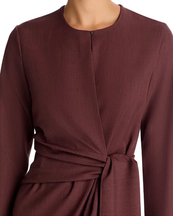 Misook Long Sleeve Draped Tie Shift Dress