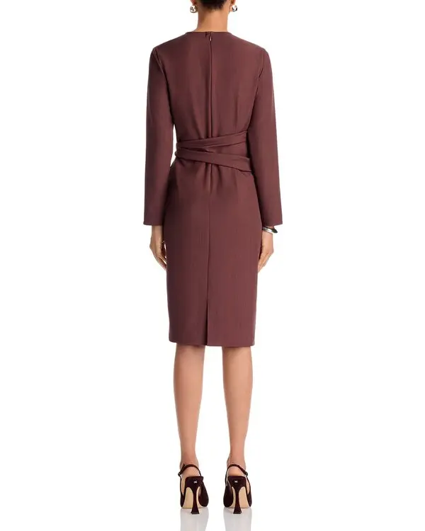 Misook Long Sleeve Draped Tie Shift Dress