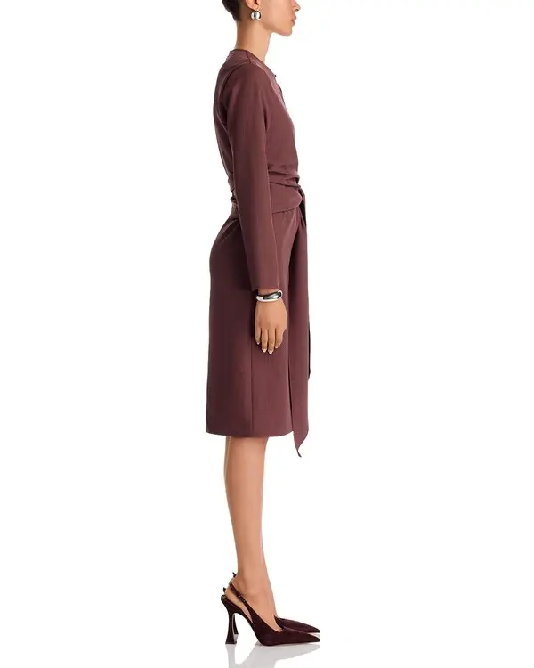 Misook Long Sleeve Draped Tie Shift Dress