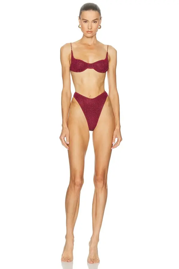 Oseree Lumiere Balconette 90s Bikini Set - Burgundy