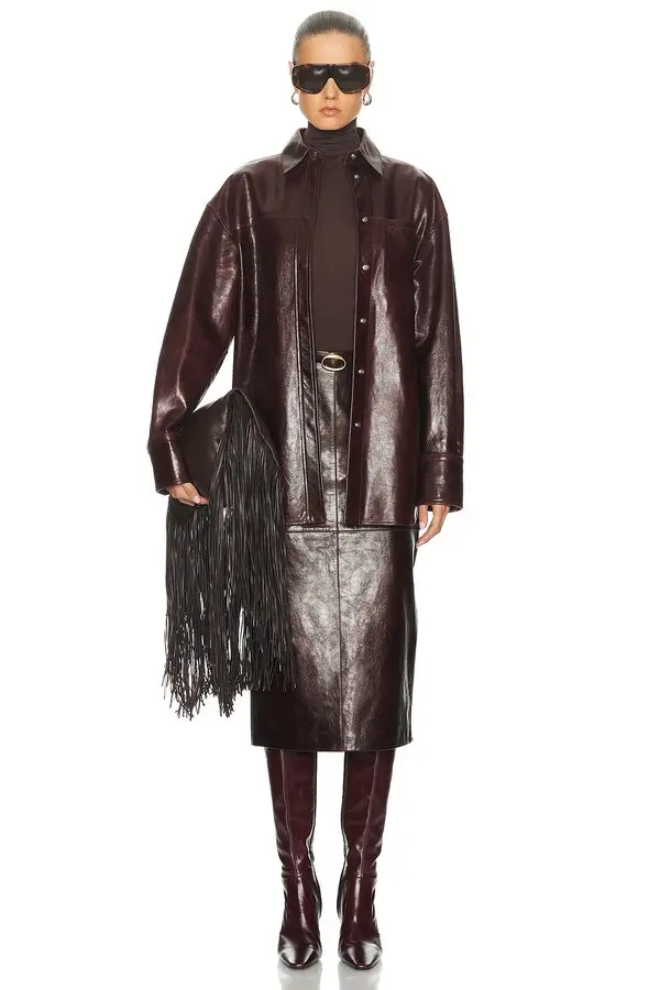 Sportmax Borel Leather Jacket - Bordeaux