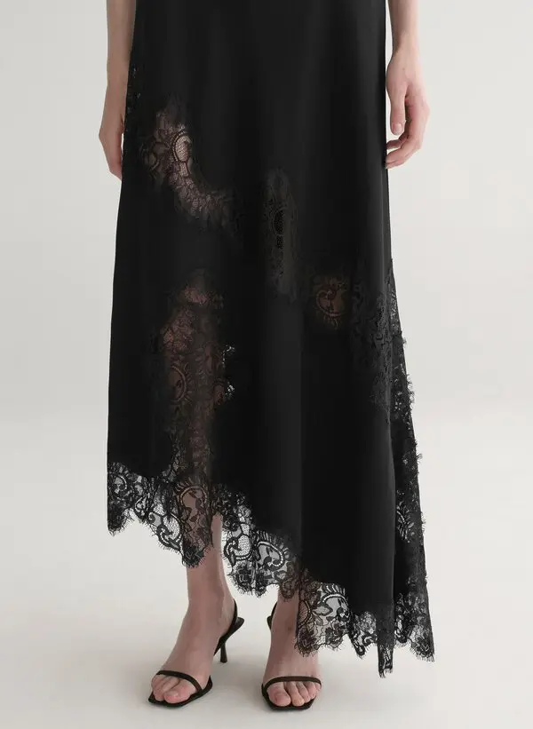 A.L.C. Alessia Textured Satin And Lace Maxi Dress - Black