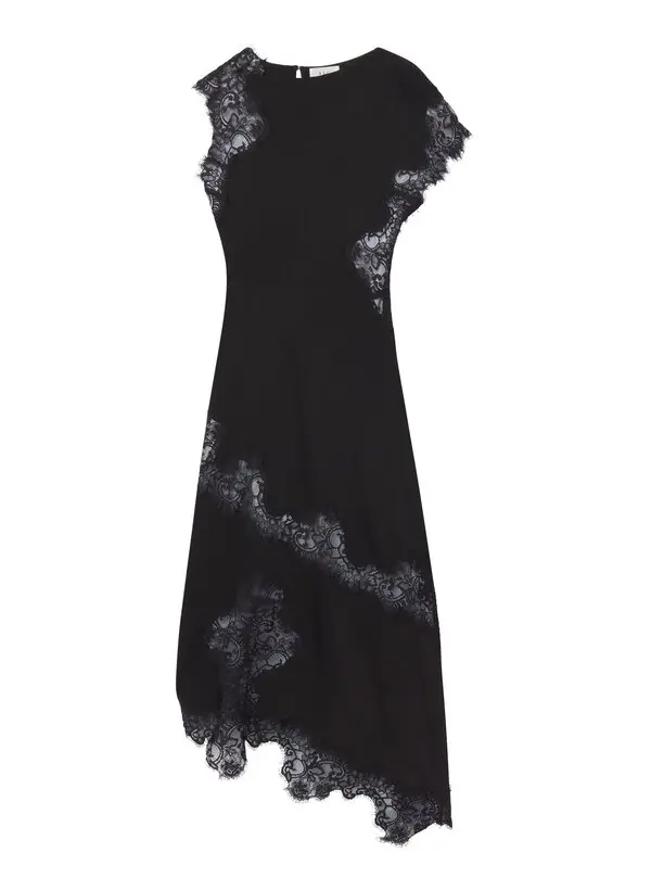 A.L.C. Alessia Textured Satin And Lace Maxi Dress - Black