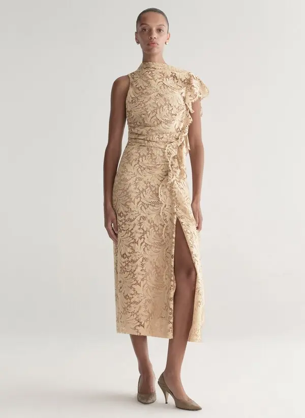 A.L.C. Astrid Lace Midi Dress - Beige - 40% Off | Editorialist