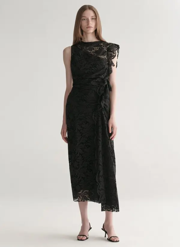 A.L.C. Astrid Lace Midi Dress - Black