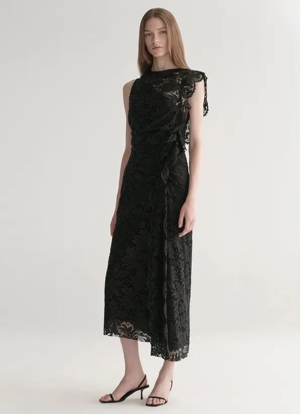 A.L.C. Astrid Lace Midi Dress - Black