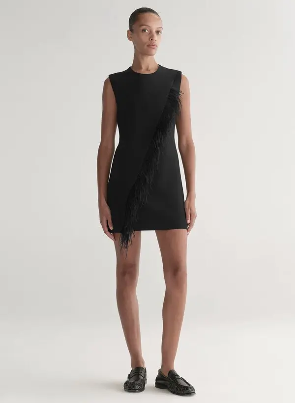 A.L.C. Beck Feather-trimmed Mini Dress