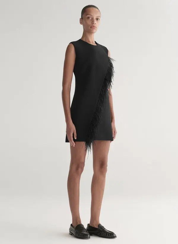 A.L.C. Beck Feather-trimmed Mini Dress