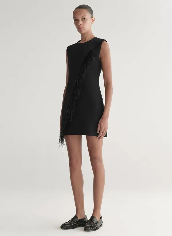 A.L.C. Beck Feather-trimmed Mini Dress