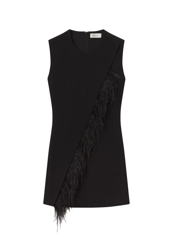A.L.C. Beck Feather-trimmed Mini Dress