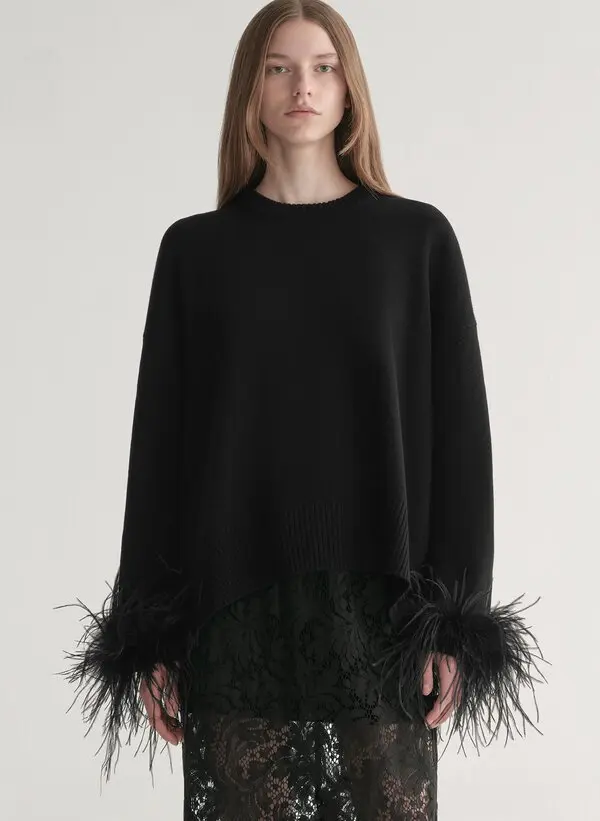A.L.C. Wilda Feather-trimmed Sweater - Black