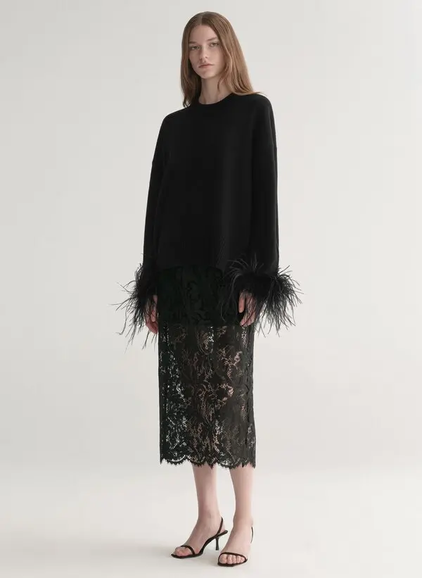 A.L.C. Wilda Feather-trimmed Sweater - Black