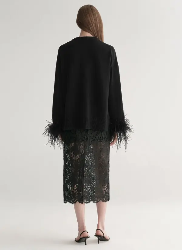 A.L.C. Wilda Feather-trimmed Sweater - Black