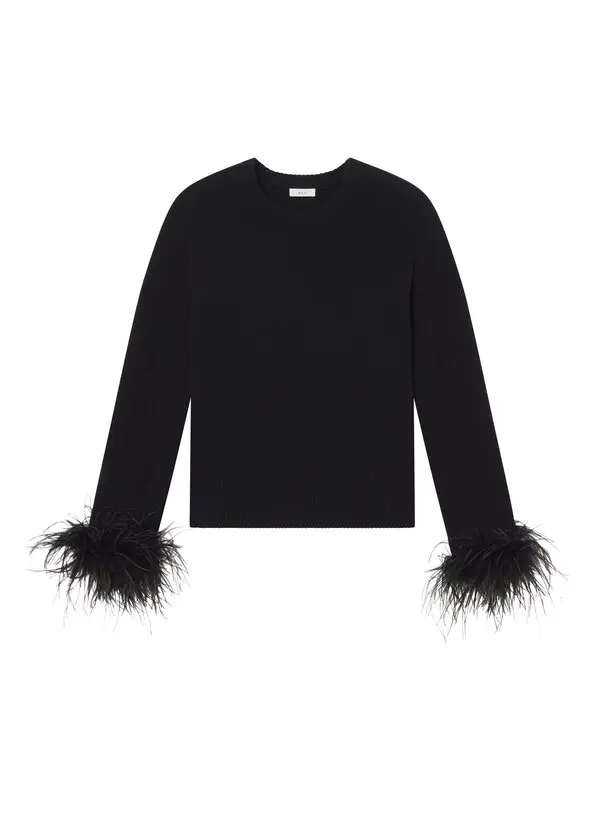 A.L.C. Wilda Feather-trimmed Sweater - Black