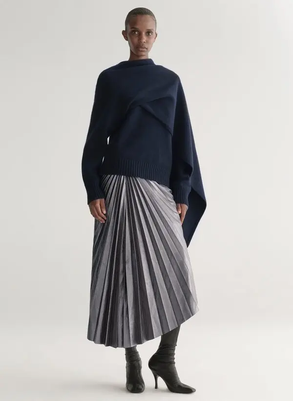 A.L.C. Davin Draped Wool Sweater - Navy