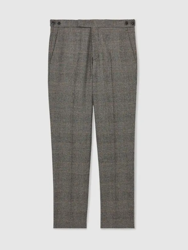 REISS Jenson Wool Check Tailored-fit Suit Trousers