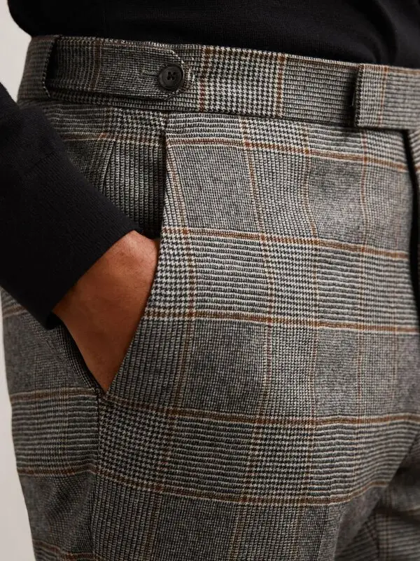 REISS Jenson Wool Check Tailored-fit Suit Trousers