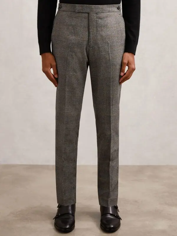 REISS Jenson Wool Check Tailored-fit Suit Trousers