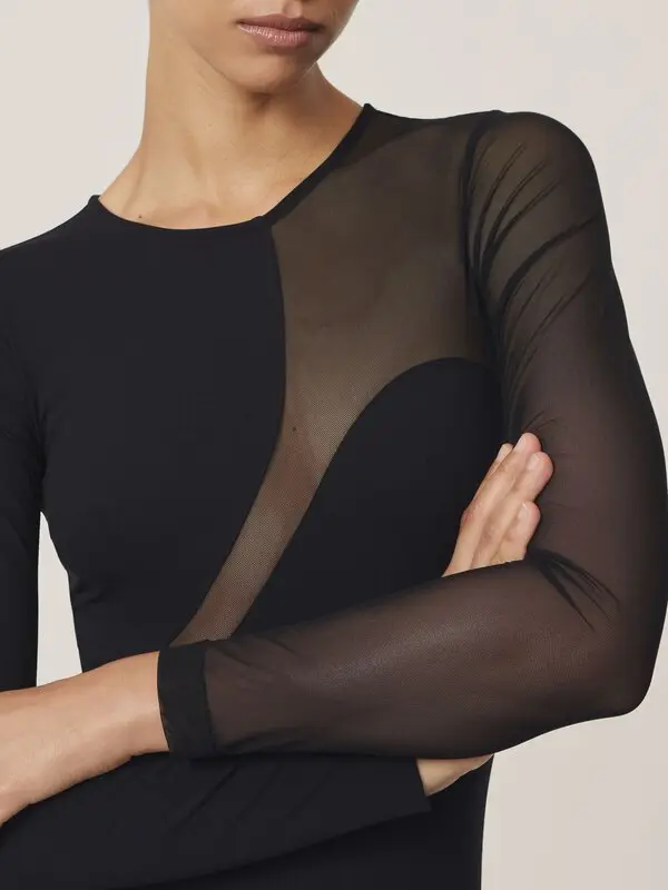 REISS Evie Cut-out Mesh-panel Bodysuit