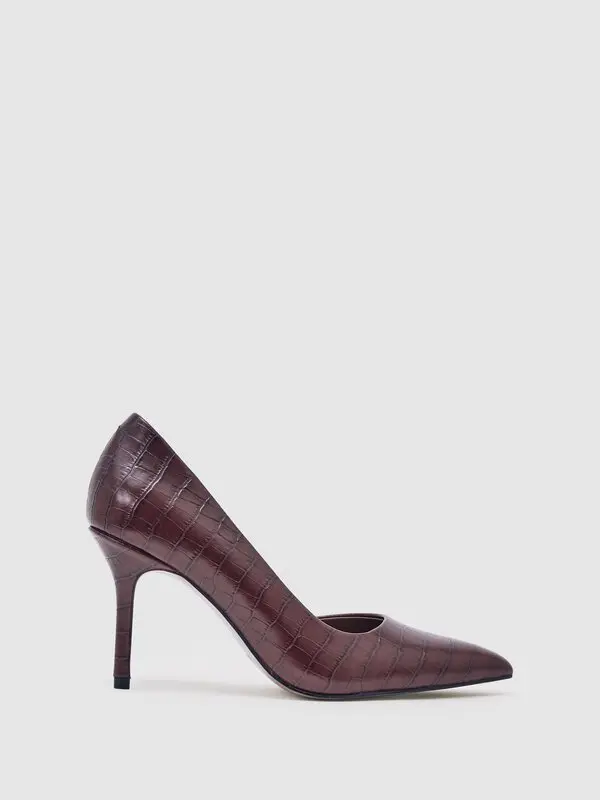 REISS Layla Leather Court Shoes