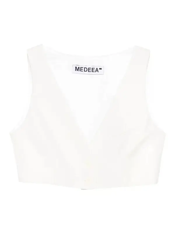 MEDEEA V-neck Cropped Vest - White