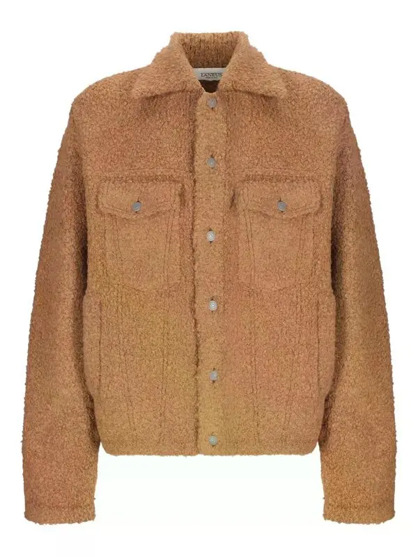 LANEUS Textured Button-fastening Shirt Jacket - Brown