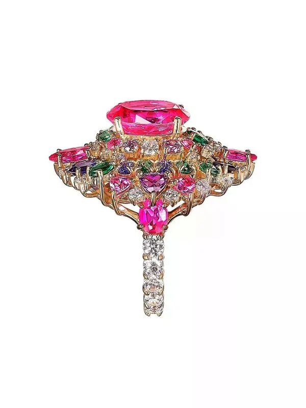 ANABELA CHAN 18k Yellow Gold Vermeil Peacock Mirage Sapphire Ring - Pink