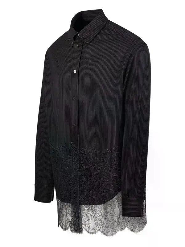 Fendi Striped Lace-detailing Shirt - Black