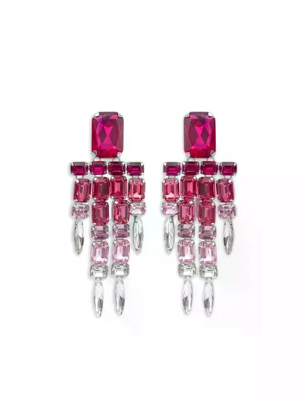 AREA Crystal Chandelier Earrings - Pink