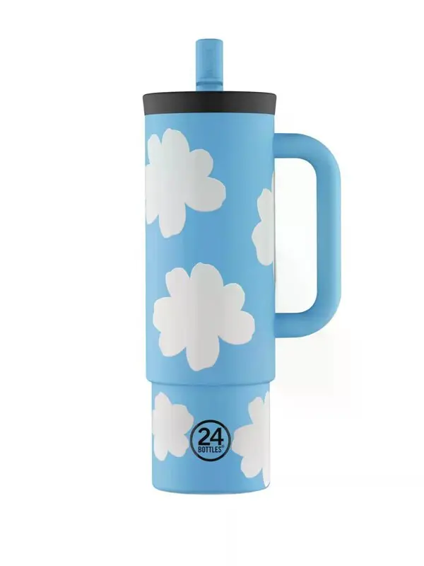 24BOTTLES Floral Handle Straw Cup - Blue