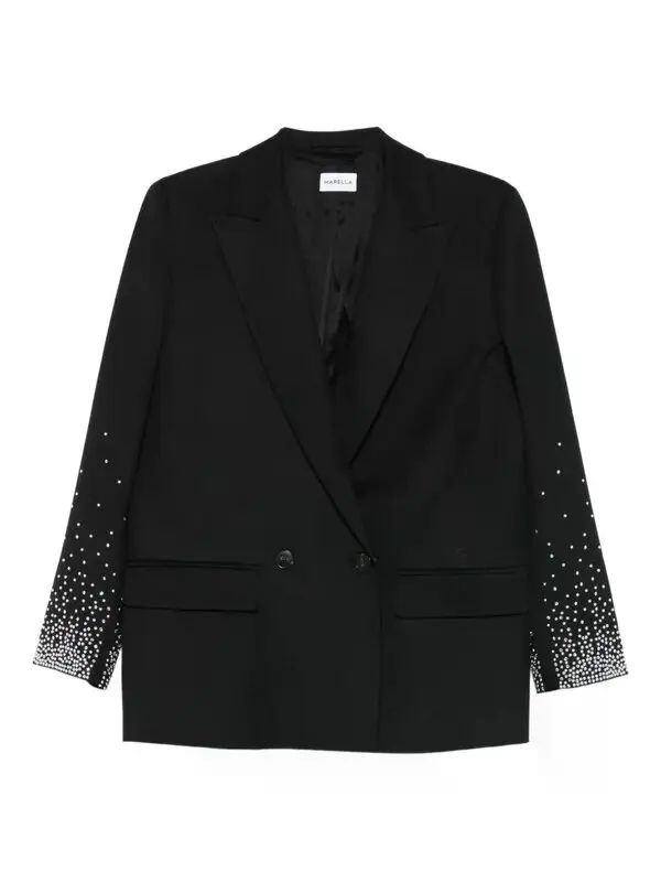 Marella Embellished-sleeve Double-breasted Blazer