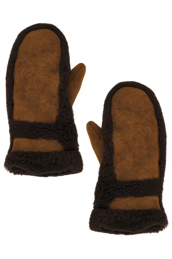YVES SALOMON Merino Wool Mittens - Caramel Choco