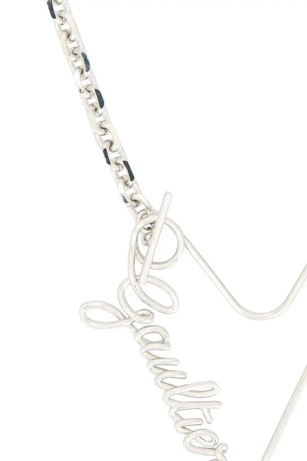 Jean Paul Gaultier Heart Safety Pin Chain Necklace - Silver
