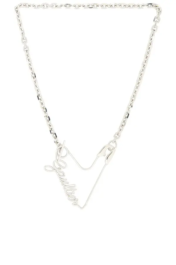 JEAN PAUL GAULTIER Heart Safety Pin Chain Necklace - Silver