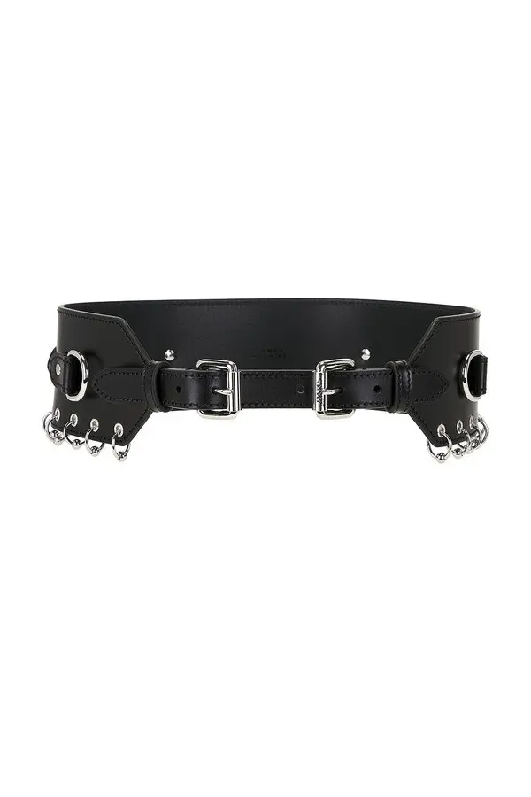 Isabel Marant Brighton Leather Belt - Black & Silver