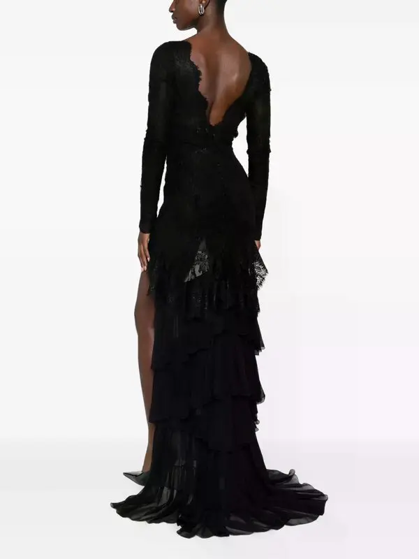 Saint Laurent Lace Ruffled Dress