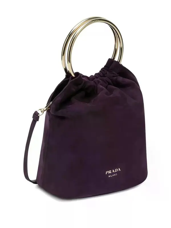 Prada Ring-handle Suede Bucket Bag