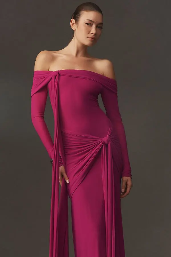 DEME BY GABRIELLA Heloise Off-shoulder Ruched Maxi Dress - Berry