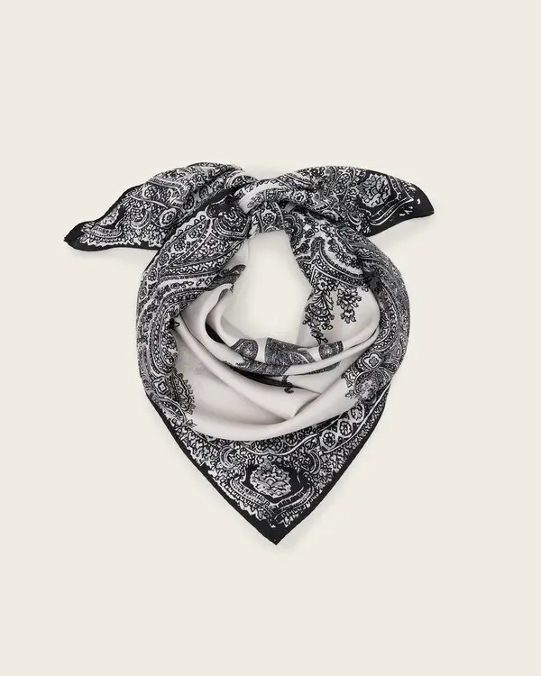 ALLSAINTS Zora Paisley Square Scarf - Chalk