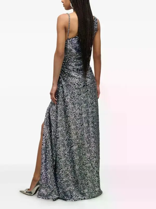 AREA Sequin Gown With Crystal Straps