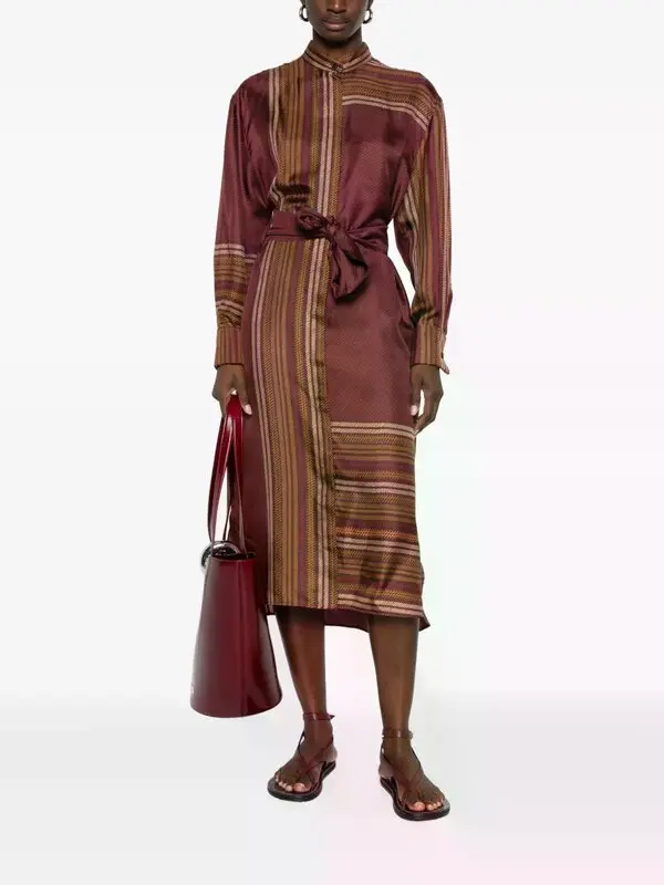 open lace back dress Striped Tie Waist Shirt Midi Dress – Stella Morgan main image 1
