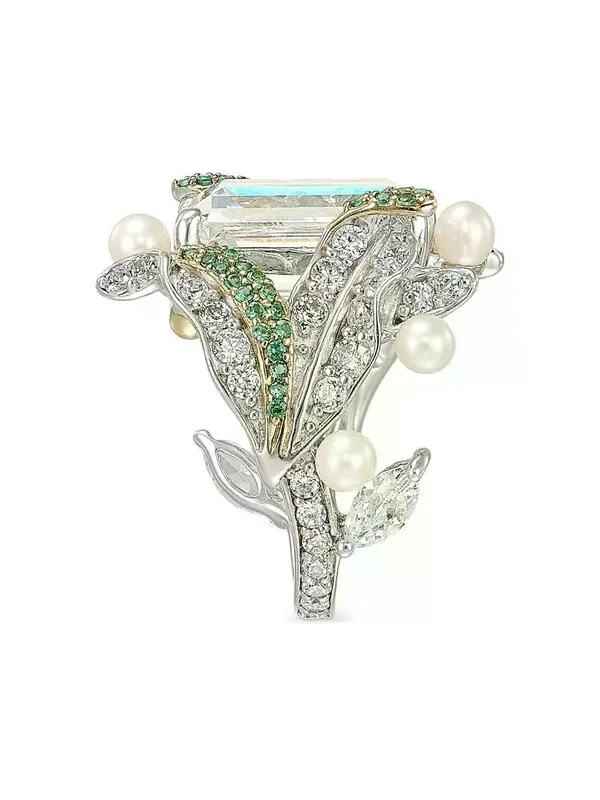 ANABELA CHAN Rhodium-vermeil Lily Multi-stone Ring - White