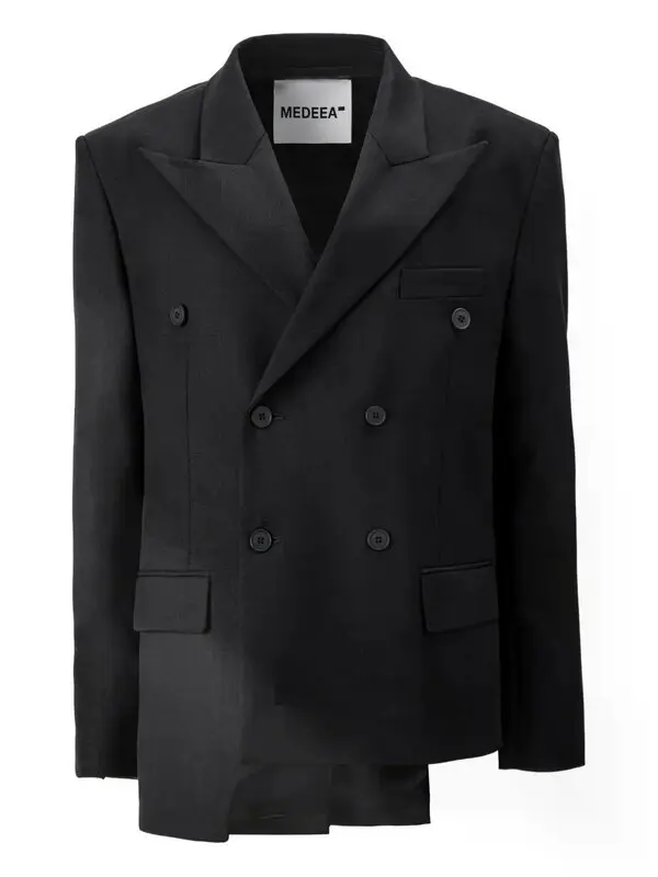 MEDEEA Asymmetric Double-breasted Blazer - Black